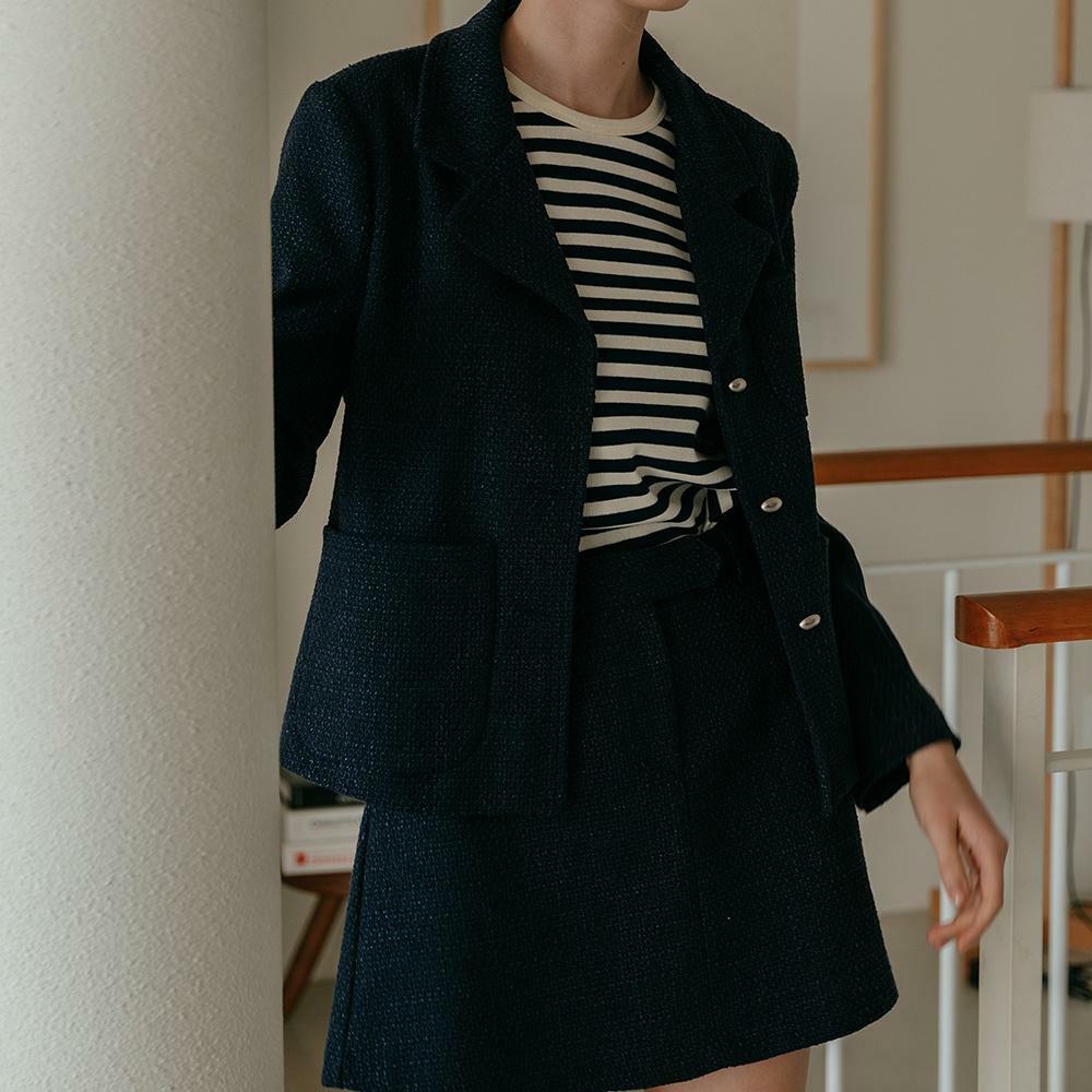 Glint Tweed set-up - Navy - HAGO(하고)