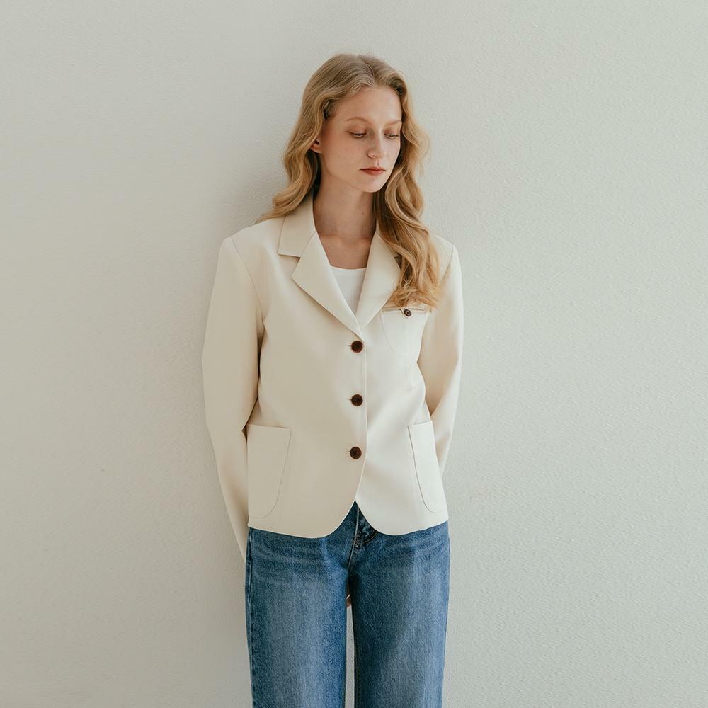 Color point button Jacket - Cream - 하고(HAGO)