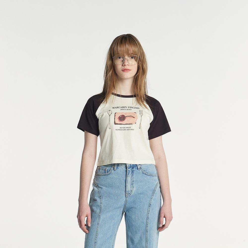 CHERRY CAKE RAGLAN T SHIRT (CREAM) - 하고(HAGO)