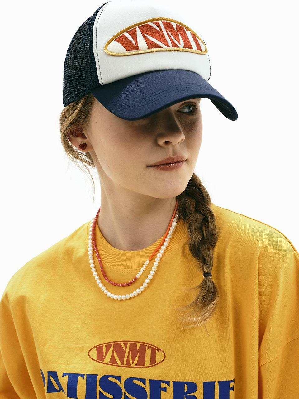 Vintage “VNMT” logo mesh cap_navy - HAGO(하고)