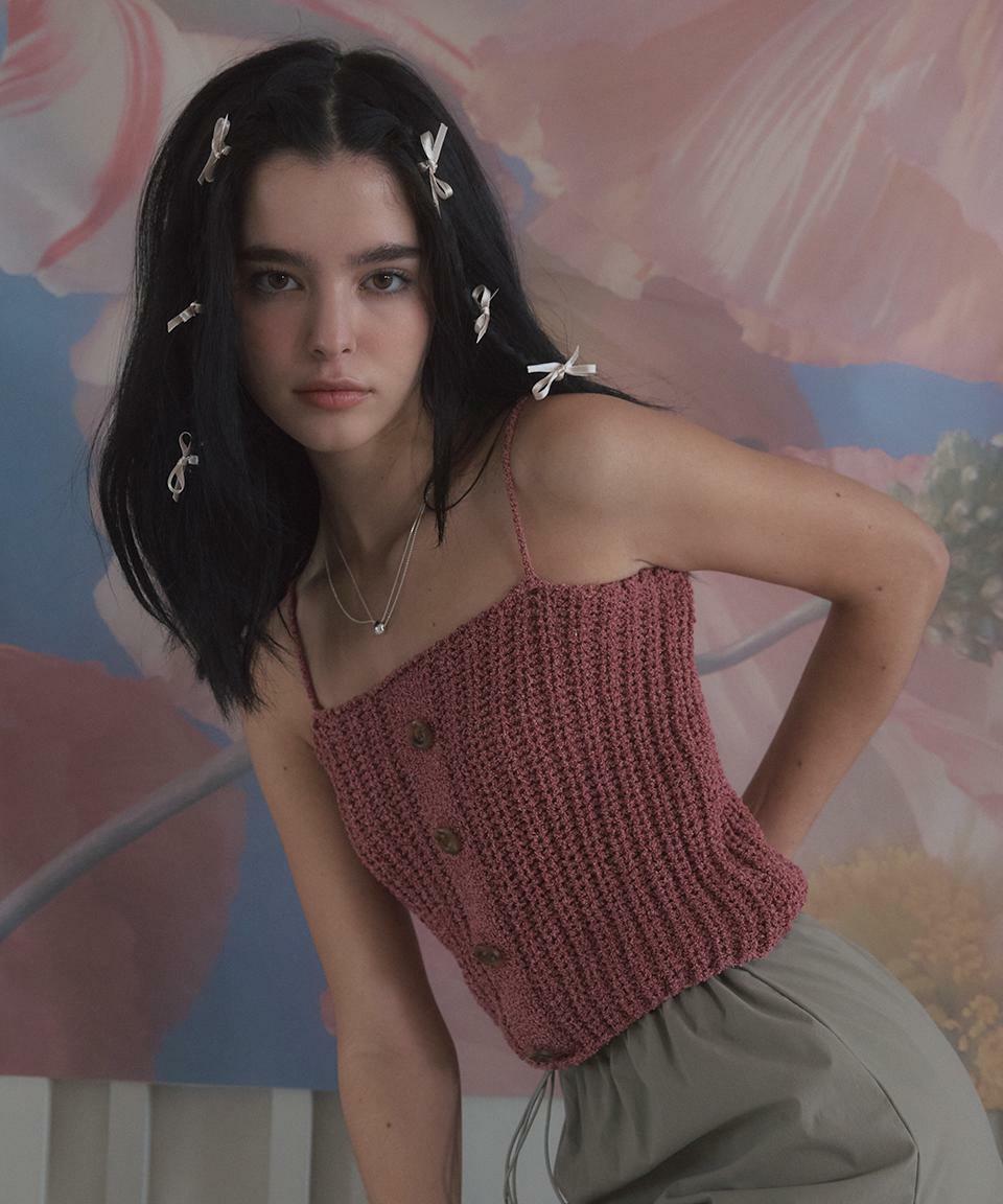 [레터프롬문] Emily Button Knit Bustier (Pink) - HAGO(하고)