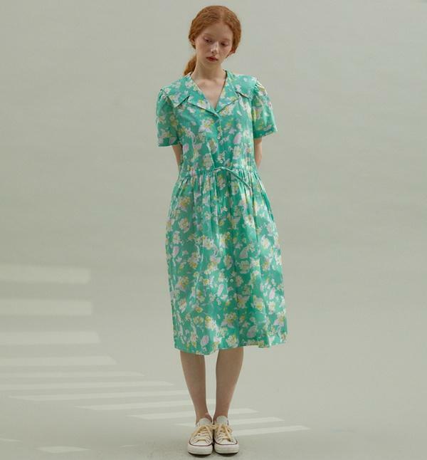 Flower String Shirt One-Piece Mint - 하고