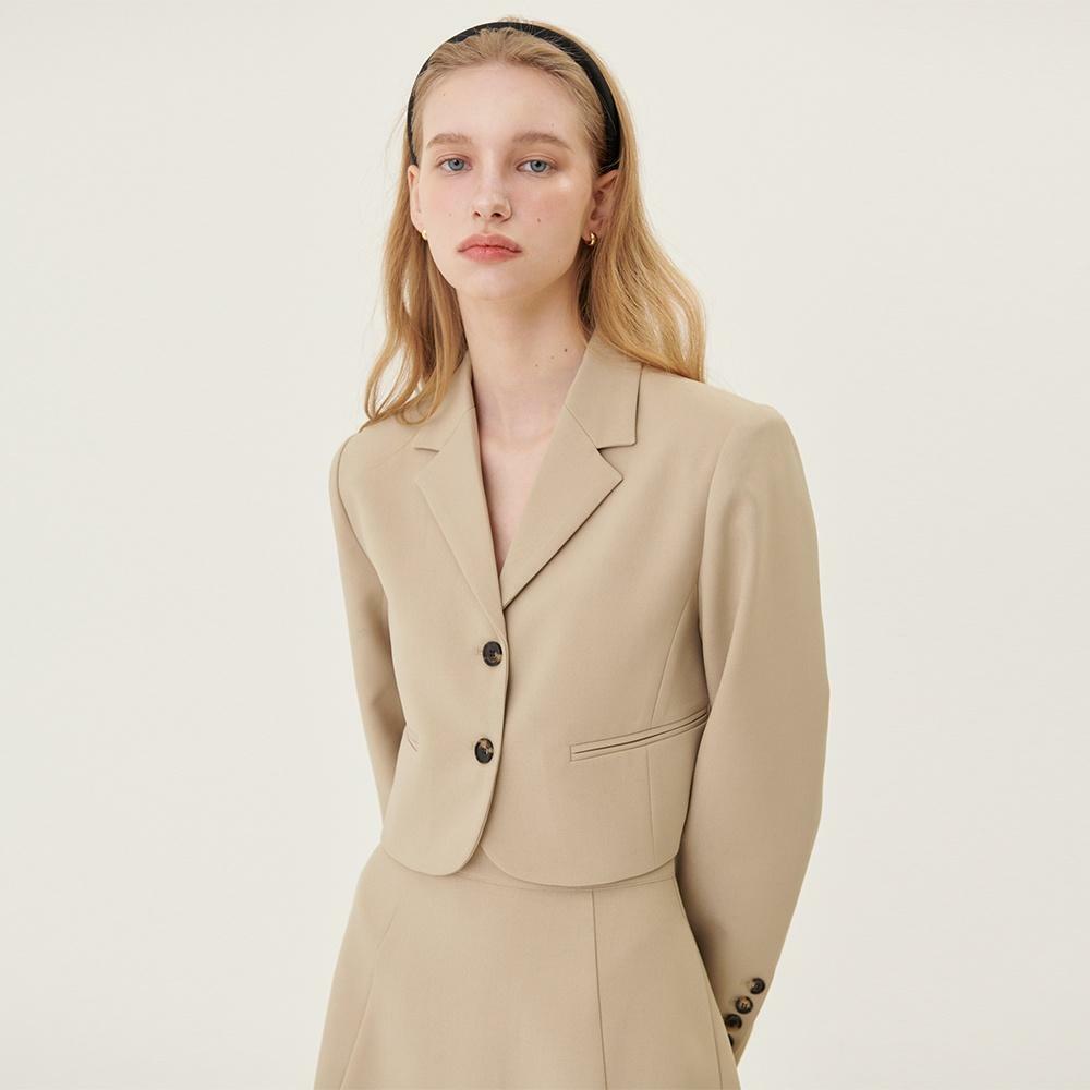 TWO-BUTTON SHORT JACKET_BEIGE - HAGO(하고)