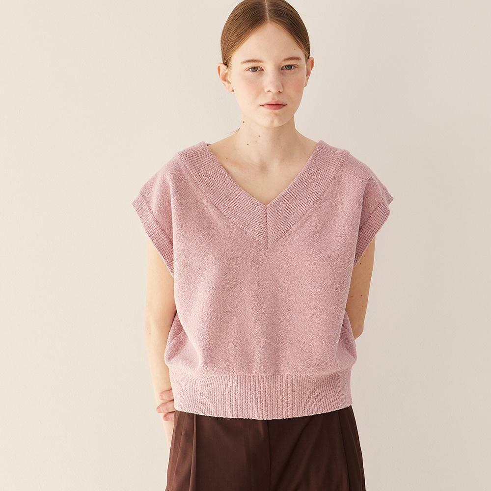Crumble v-neck vest_pink lavender - 하고(HAGO)