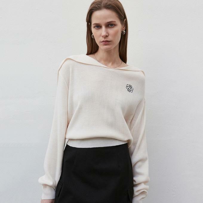 NICOLE SOFT SAILOR COLLAR KNIT_IVORY - HAGO(하고)