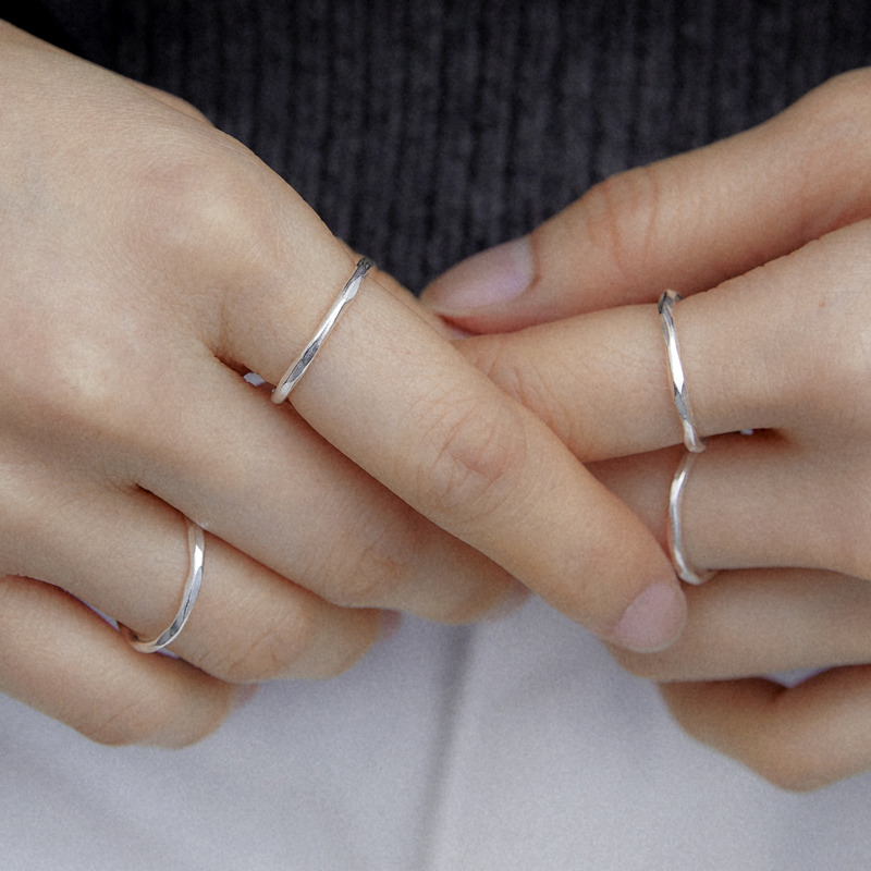 silver925 slim shine ring - 하고
