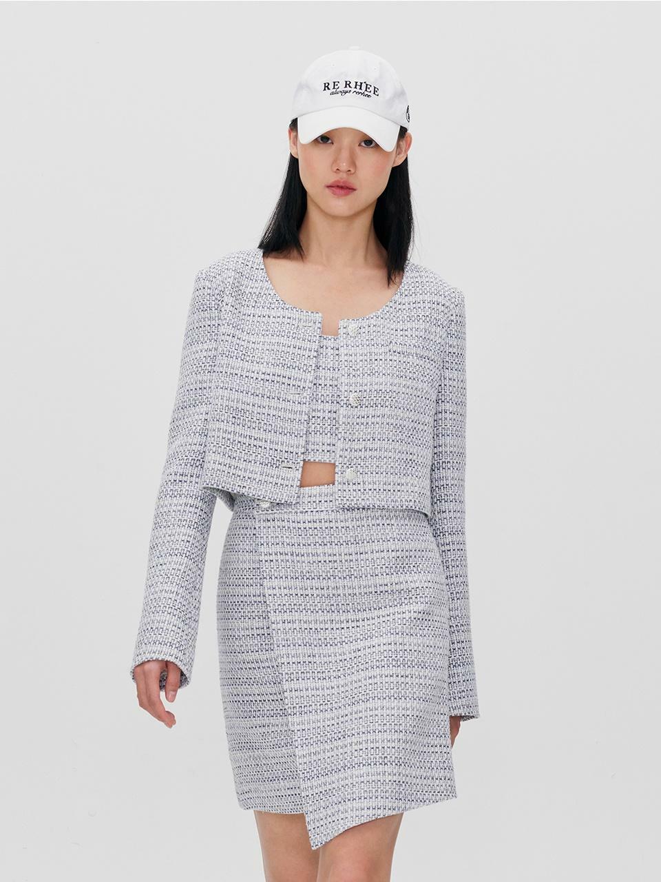 SINGLE BREASTED CROPPED TWEED JACKET - HAGO(하고)