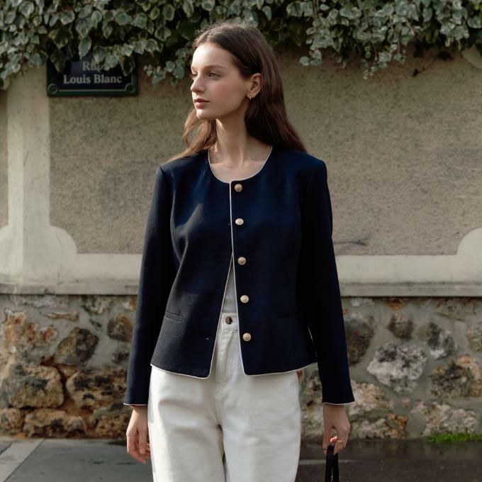 tweed jacket - navy - 하고(HAGO)