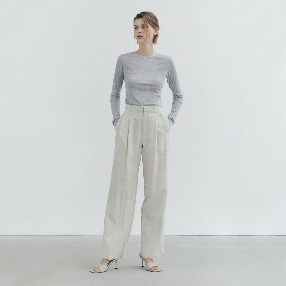 CRISPY TWO TUCK SLACKS / MINT BEIGE - HAGO(하고)