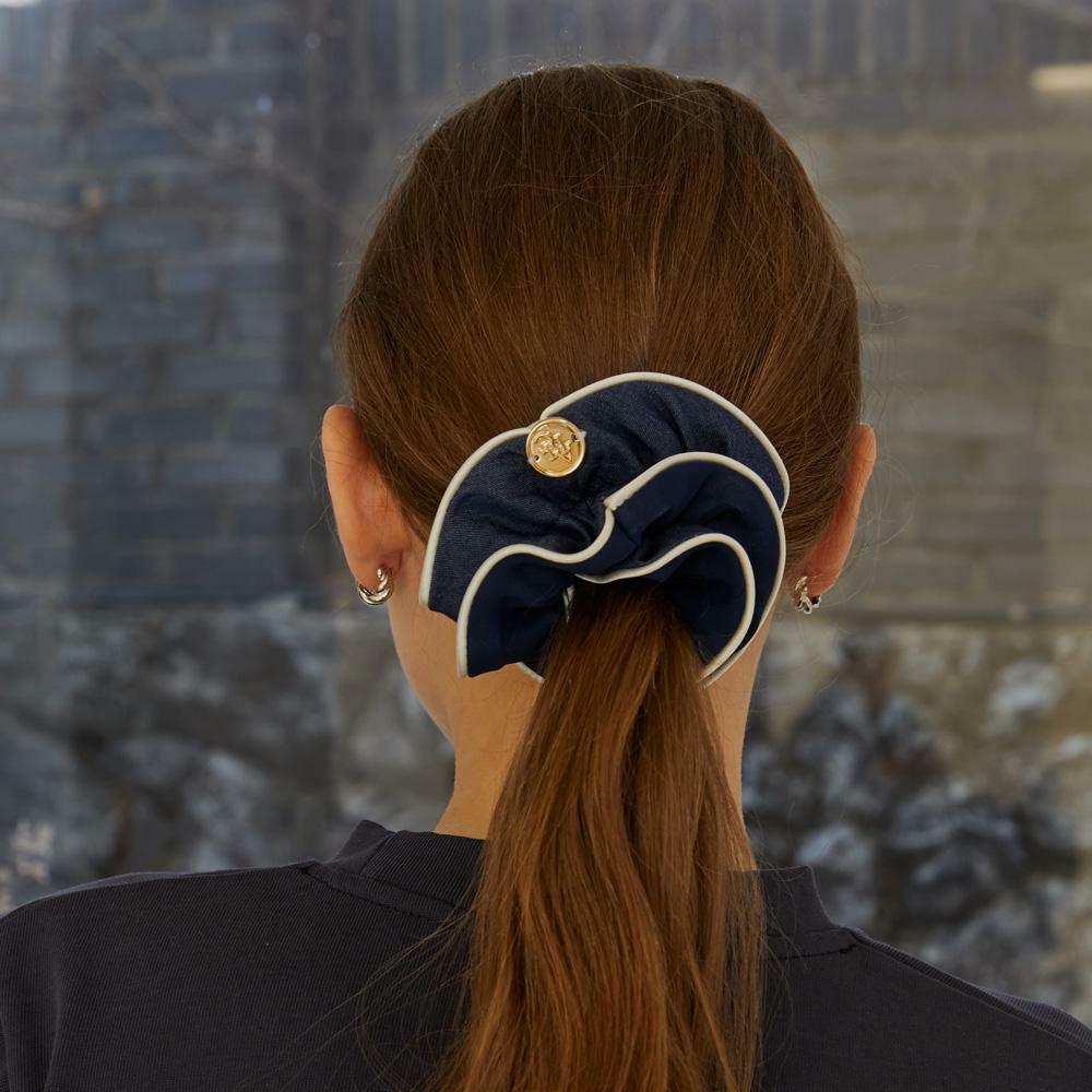 CLASSIC DENIM SCRUNCHIE_NAVY - HAGO(하고)