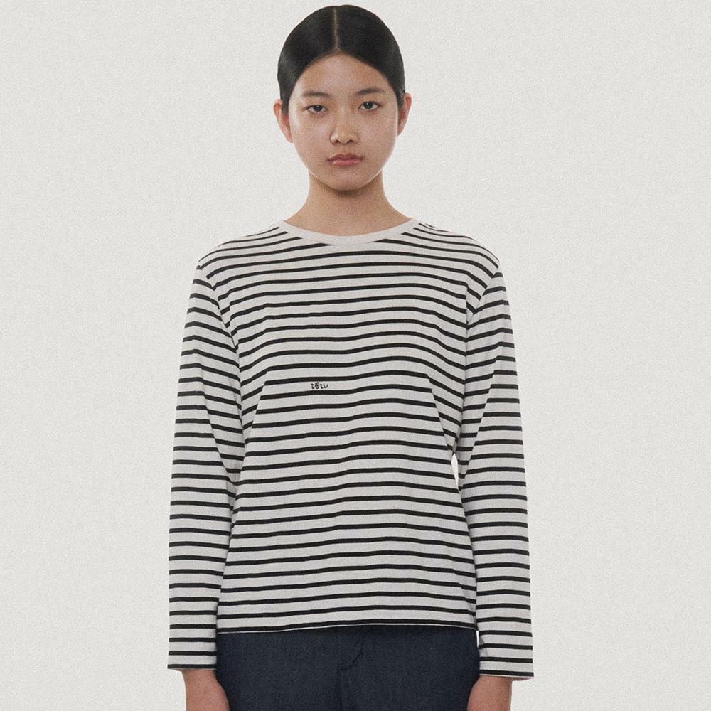 Tetu Hand Embroidery T-shirt (Stripe) - HAGO(하고)