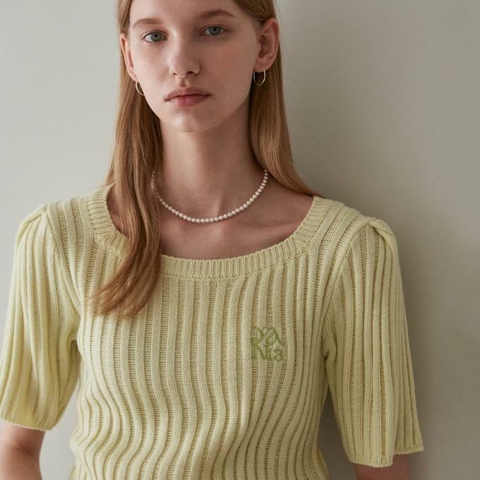CROPPED SQUARE NECK KNIT_LIGHT GREEN - HAGO(하고)