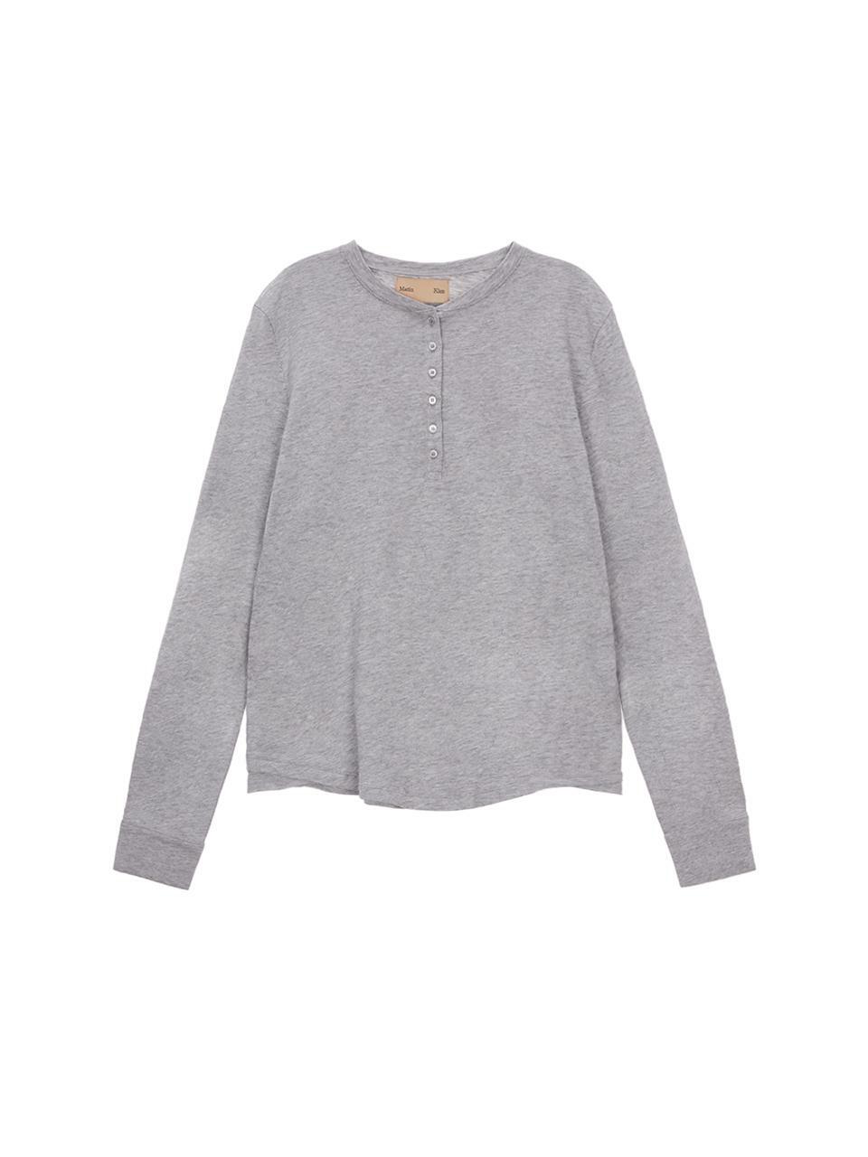 PIGMENT HENLY NECK LOGO TOP IN GREY - HAGO(하고)