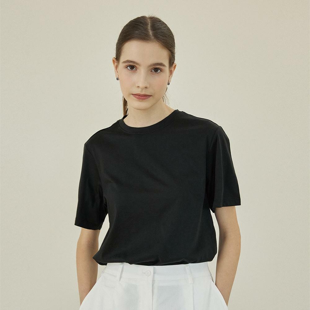 Basic Silk Natural T-Shrts [BLACK] - HAGO(하고)