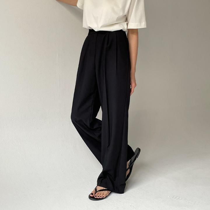 Double Pintuck Light Slacks_Black - HAGO(하고)