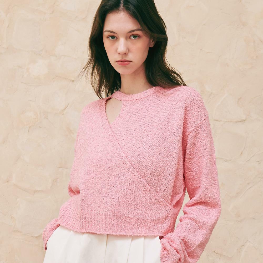 SLIT WRAP BOUCLE KNIT PINK - HAGO(하고)