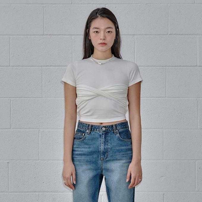 Shirring Layered Backless Top_Ivory - HAGO(하고)