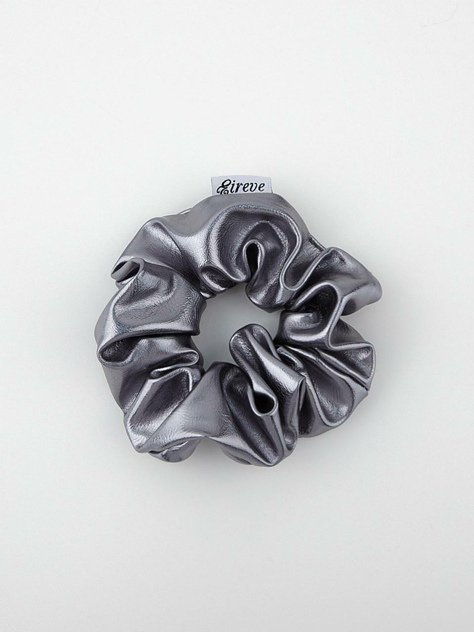 LEATHER SCRUNCHIE_METAL GREY - HAGO(하고)