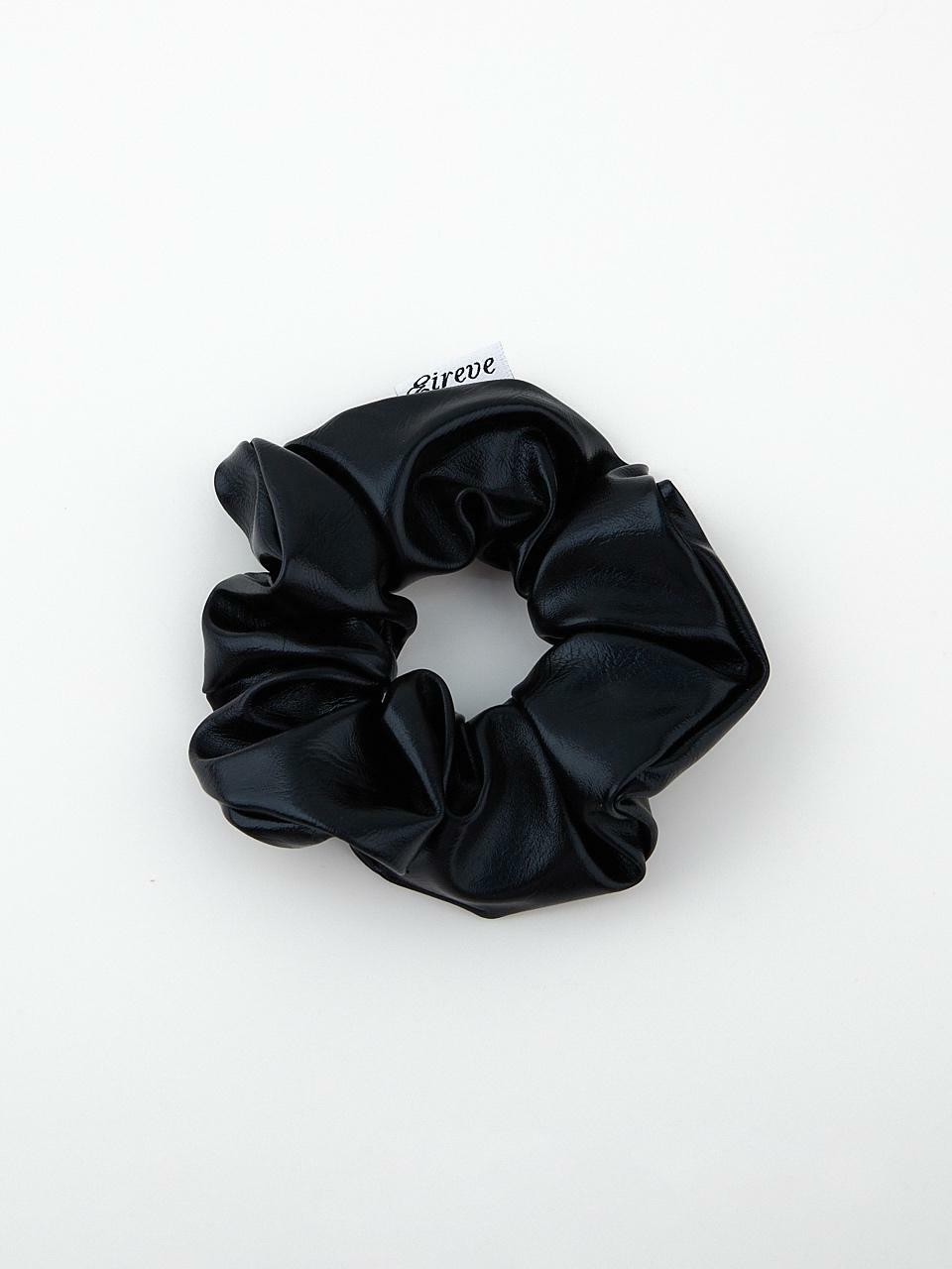 LEATHER SCRUNCHIE_BLACK - HAGO(하고)