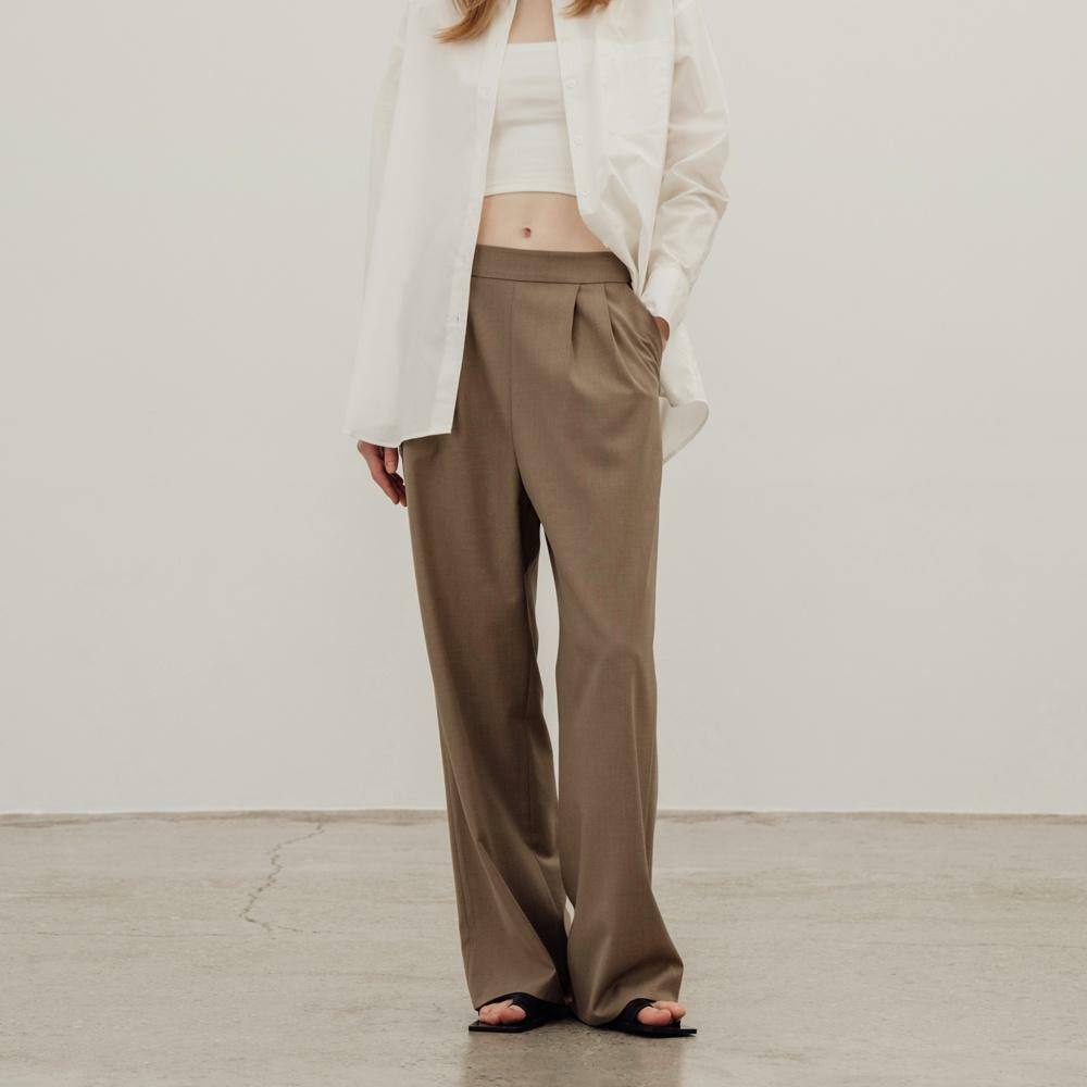 Summer Wool Two tuck Wide Slacks_Khaki Beige - HAGO(하고)