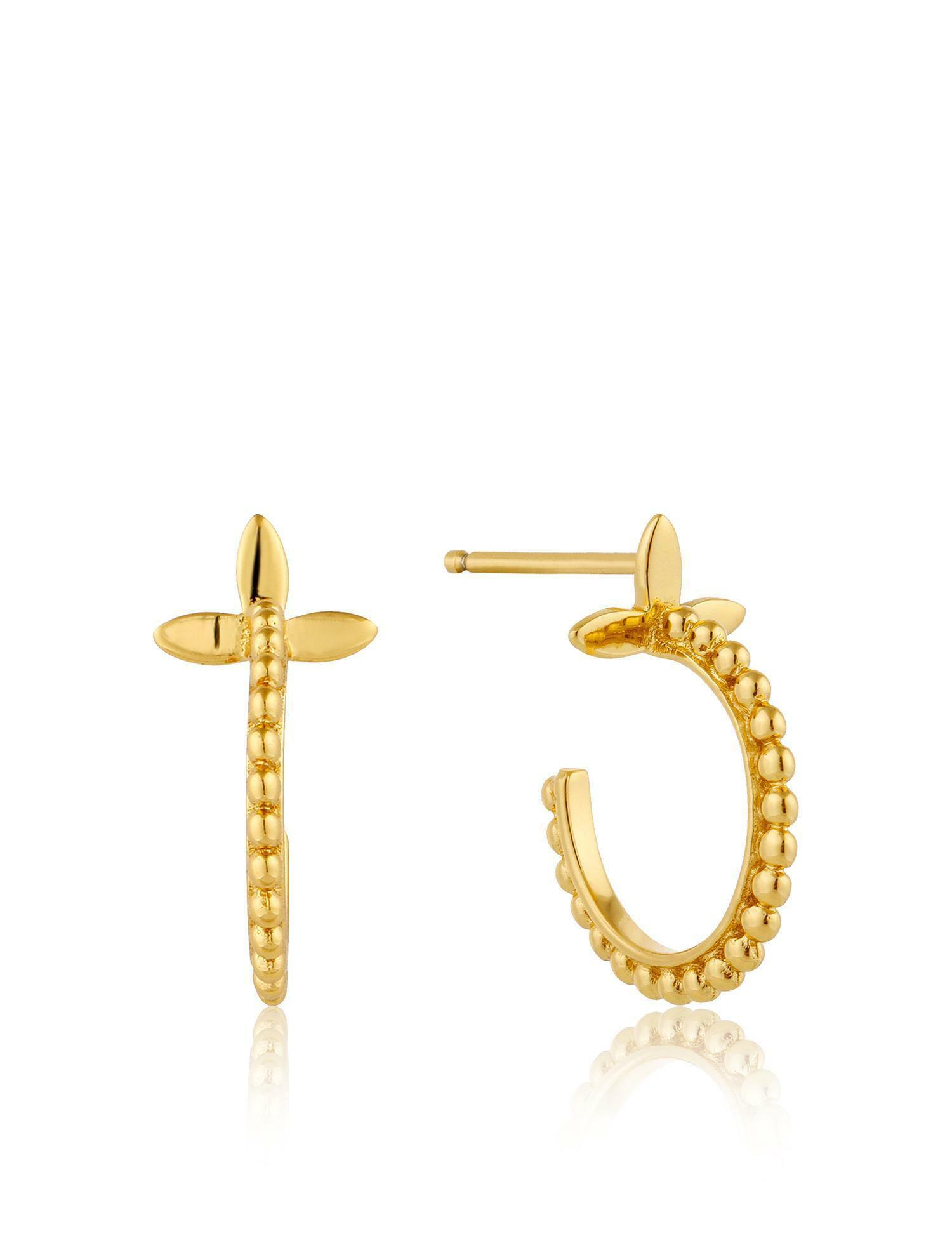 모던 비즈 후프 링 925 실버 귀걸이 E002-02G - HAGO(하고)