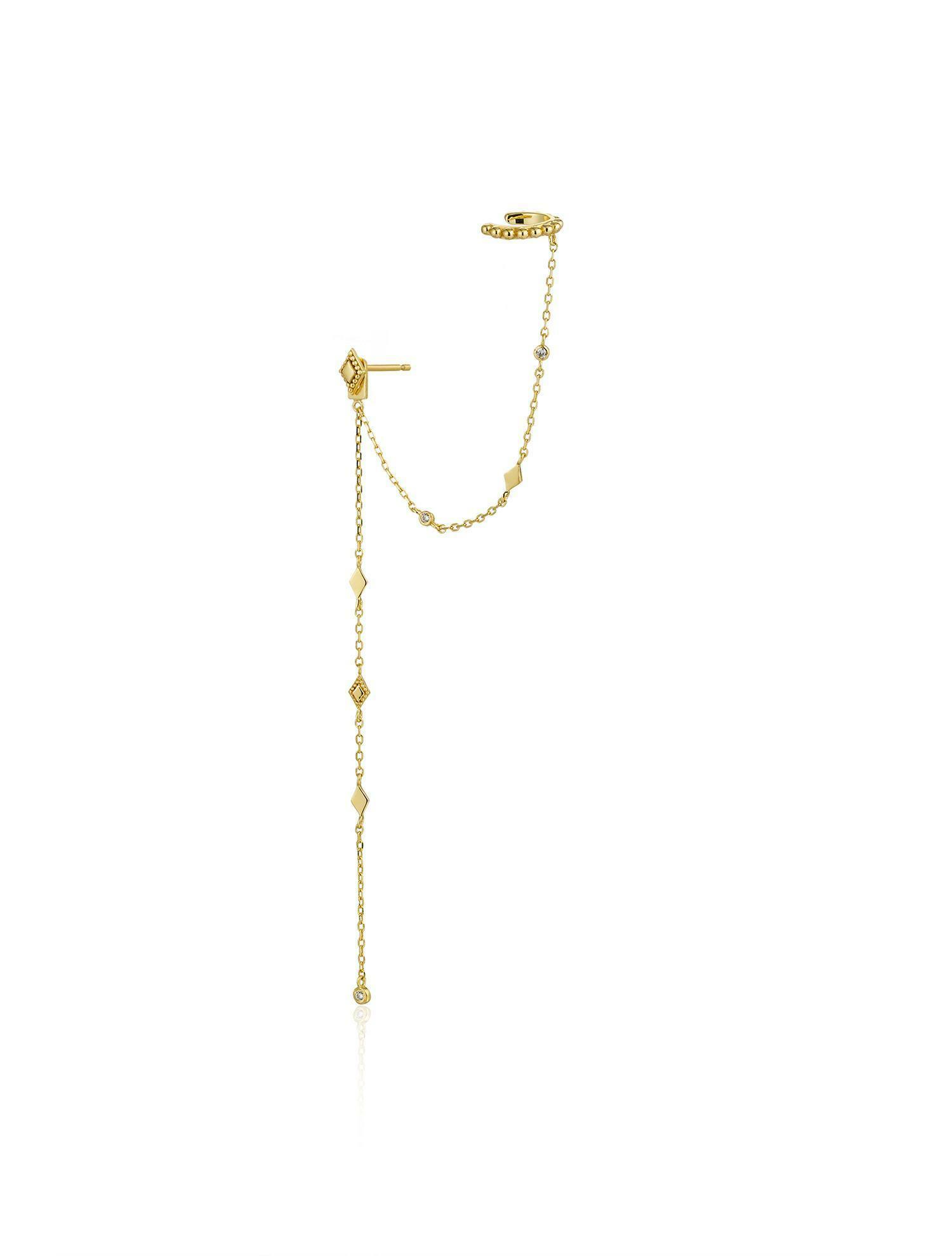 보헤미안 일체형 이어커프 스터드 925 실버 귀걸이 E016-01G - HAGO(하고)