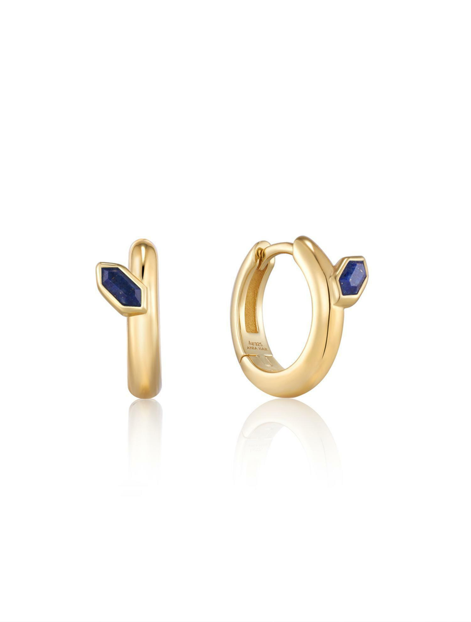 블루 라피스 라줄리 원터치 링 925 실버 귀걸이 E042-03G-L - HAGO(하고)