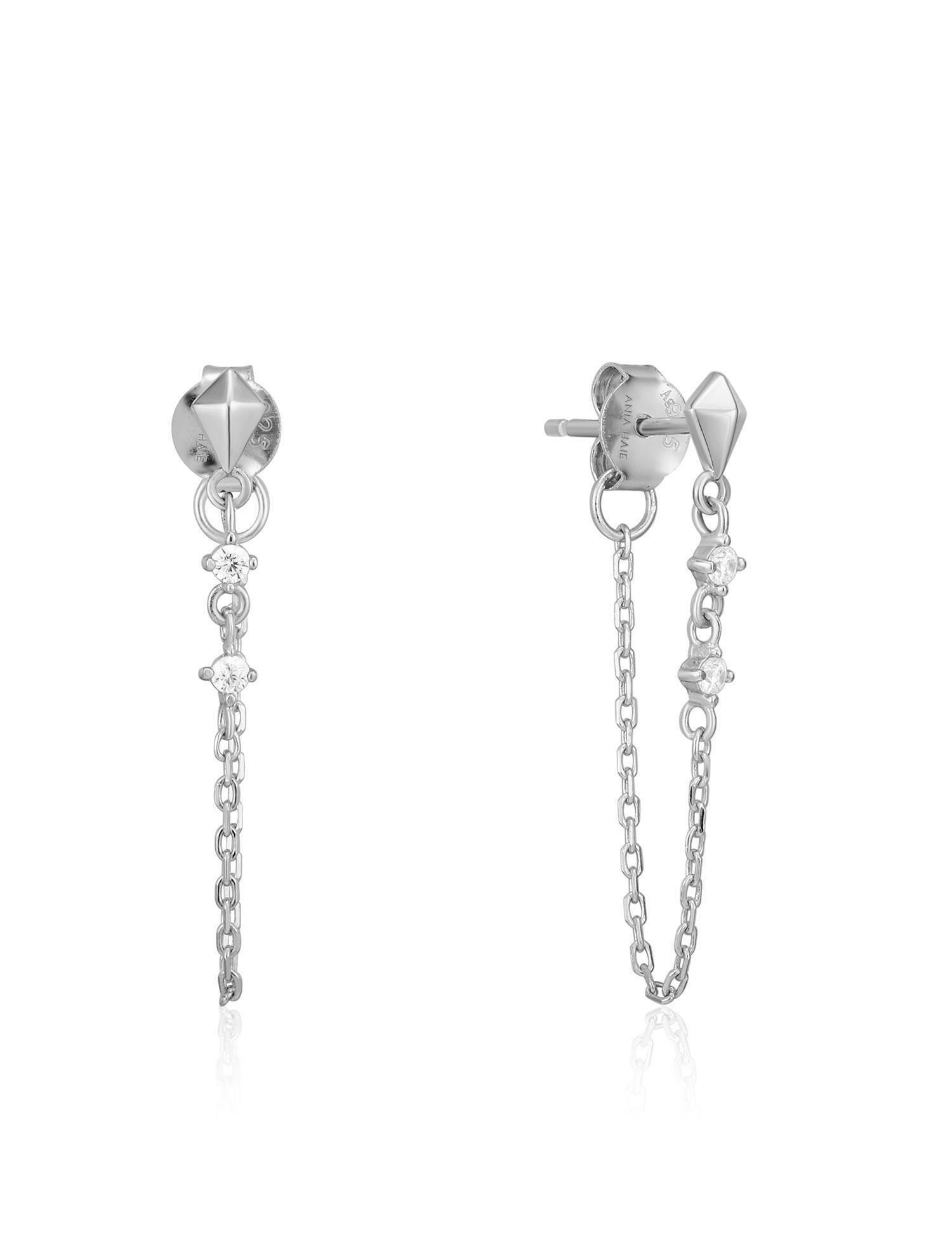 [아니아 하이에]스파이크 체인드롭 포스트 클러치 일체형 925 실버 귀걸이 E025-02H - HAGO(하고)