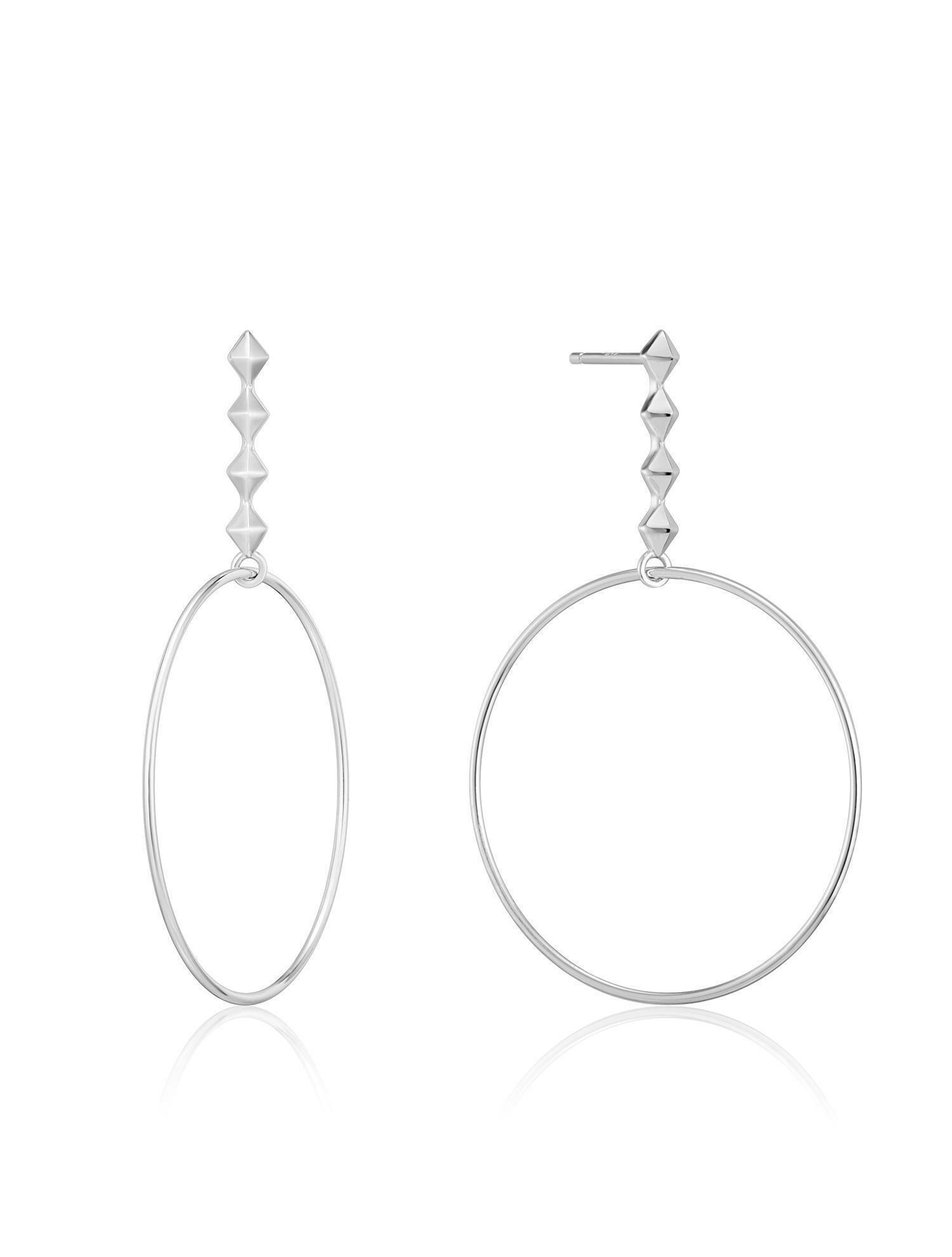 [카드 전소민 착용]스파이크 롬빅드롭 프론트 후프 링 925 실버 귀걸이 E025-04H - HAGO(하고)