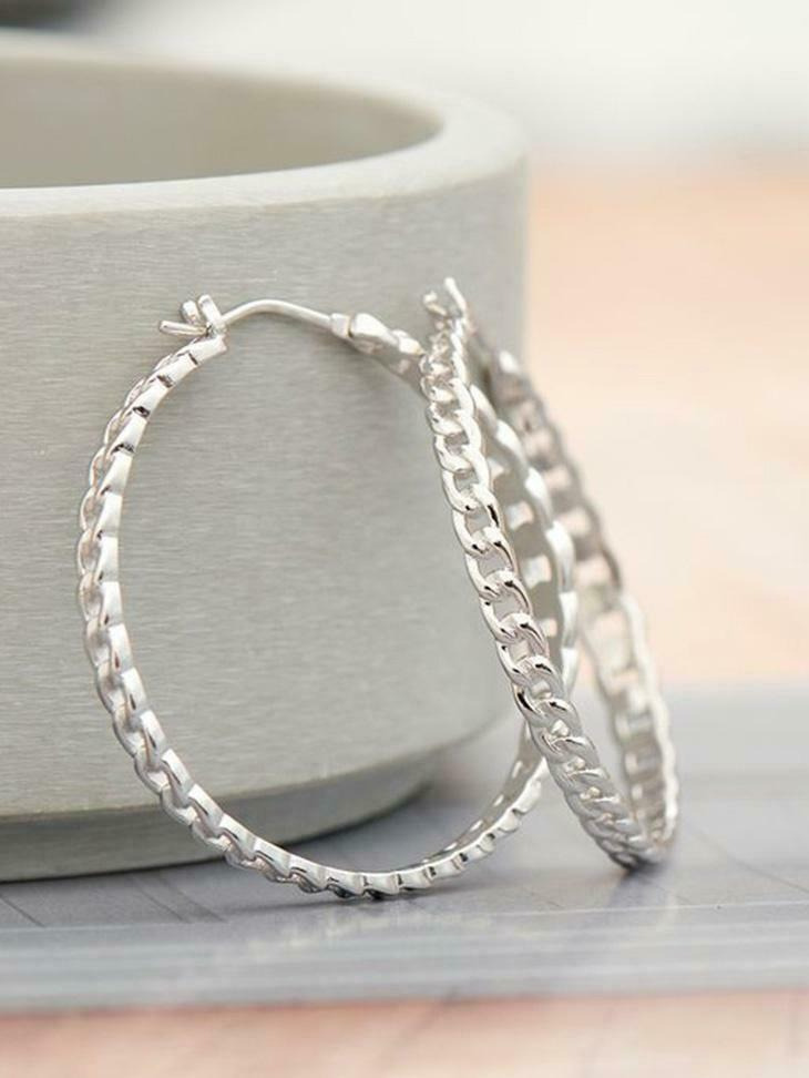 [아니아 하이에]커브원터치 후프 링 925 실버 귀걸이 E021-06H - HAGO(하고)