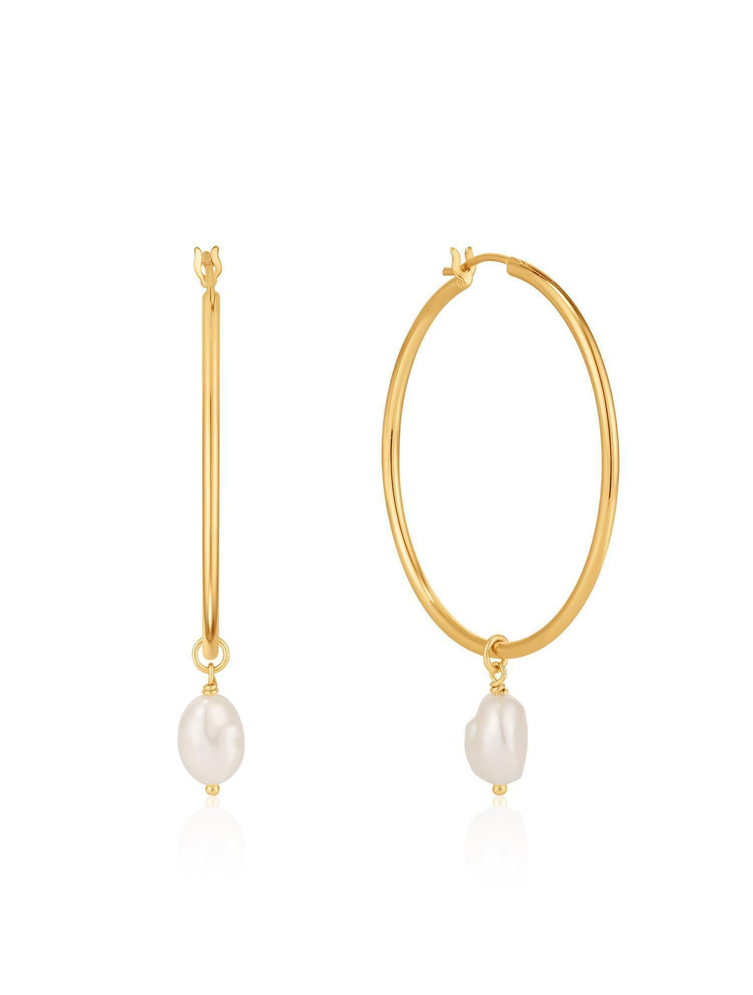 [아니아 하이에]천연원석 담수진주귀걸이 후프 링 925 실버 E019-03G - HAGO(하고)