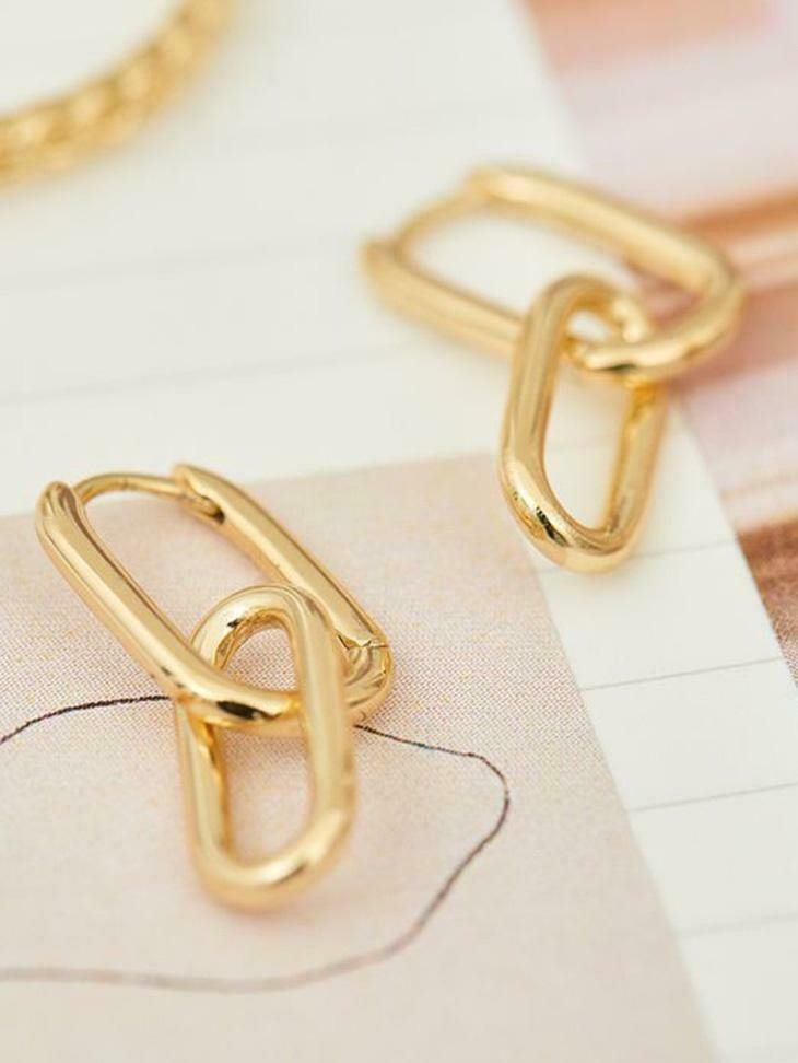 [이유영,아이들 우기,위클리 먼데이,온리원오브 규빈,예원 착용] 케이블 볼드 링크 원터치 링 925 실버 귀걸이 E021-01G - HAGO(하고)