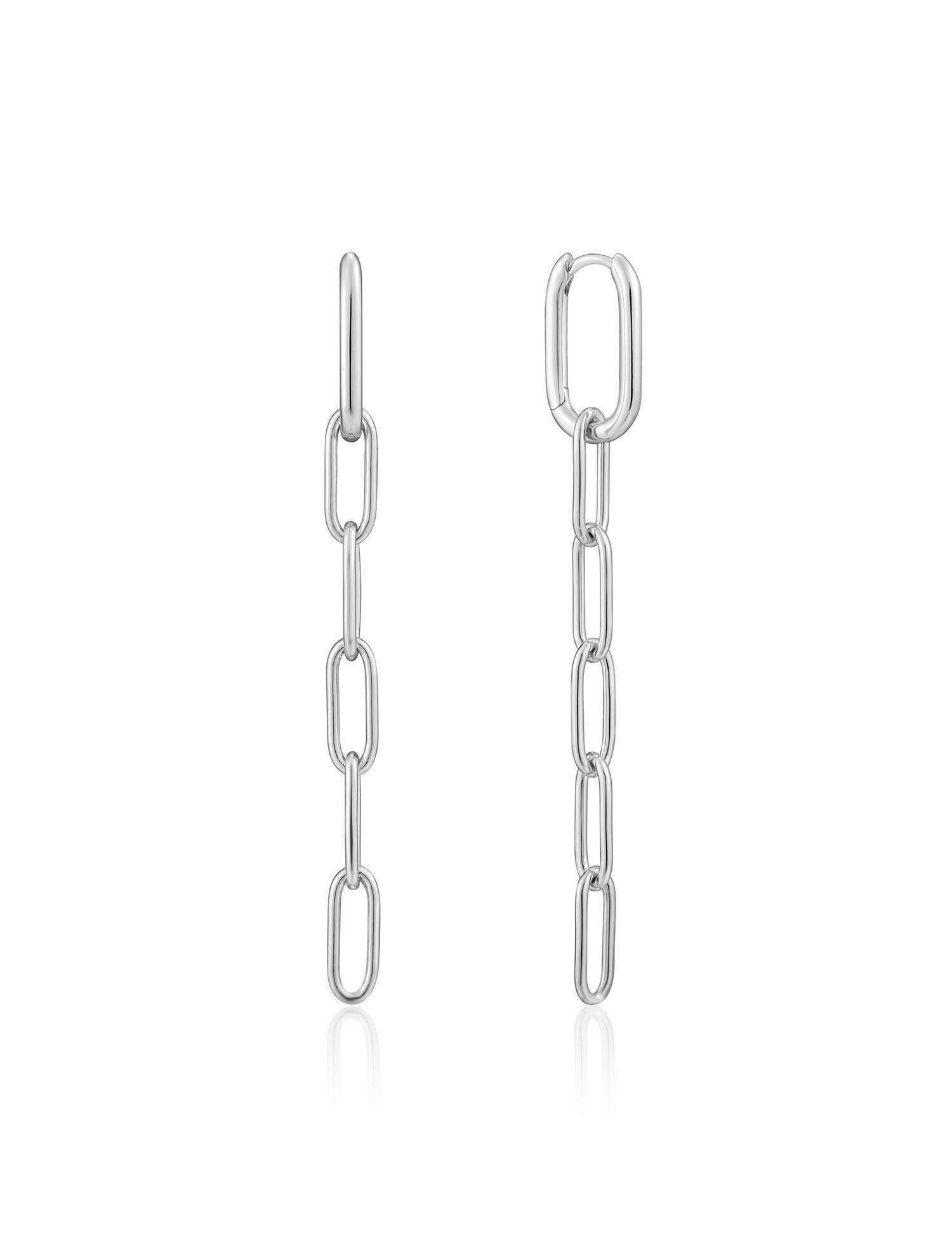 케이블 볼드 링크드롭 원터치 링 925 실버 귀걸이 E021-02H - HAGO(하고)