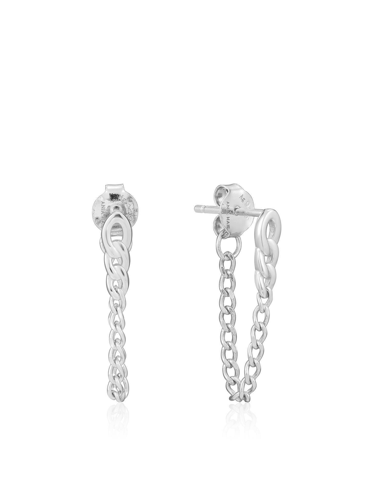 커브드 체인드롭 포스트 클러치925 실버 귀걸이 E021-03H - HAGO(하고)