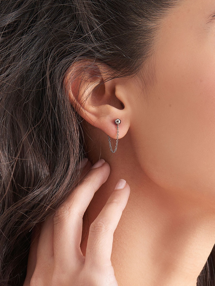 모던 스터드 925 실버 귀걸이 E002-06H - 하고