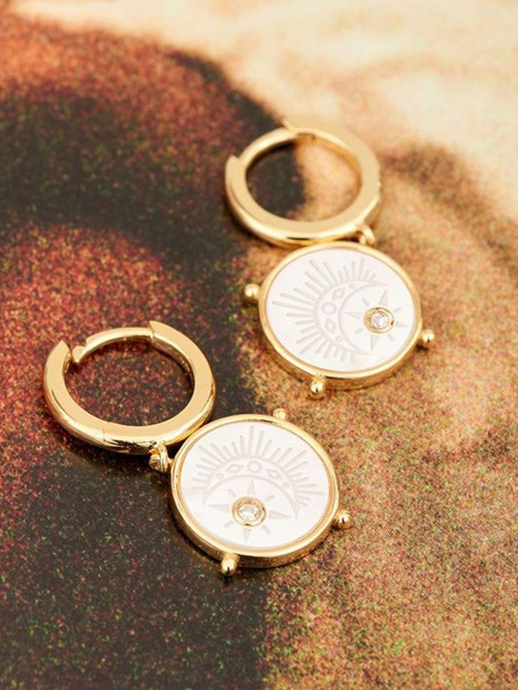 풀문 엠블럼 허기 후프 원터치 미니 링 925 실버 귀걸이 E030-03G - HAGO(하고)