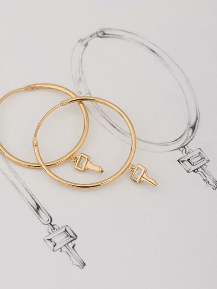 [미주 착용] 키 후프 링 925 실버 귀걸이 E032-02G - 하고(HAGO)