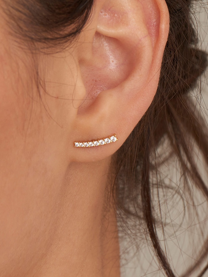 [아니아하이에]글램 크롤러 스톤세팅 스터드 925 실버 귀걸이 E037-03G - 하고(HAGO)