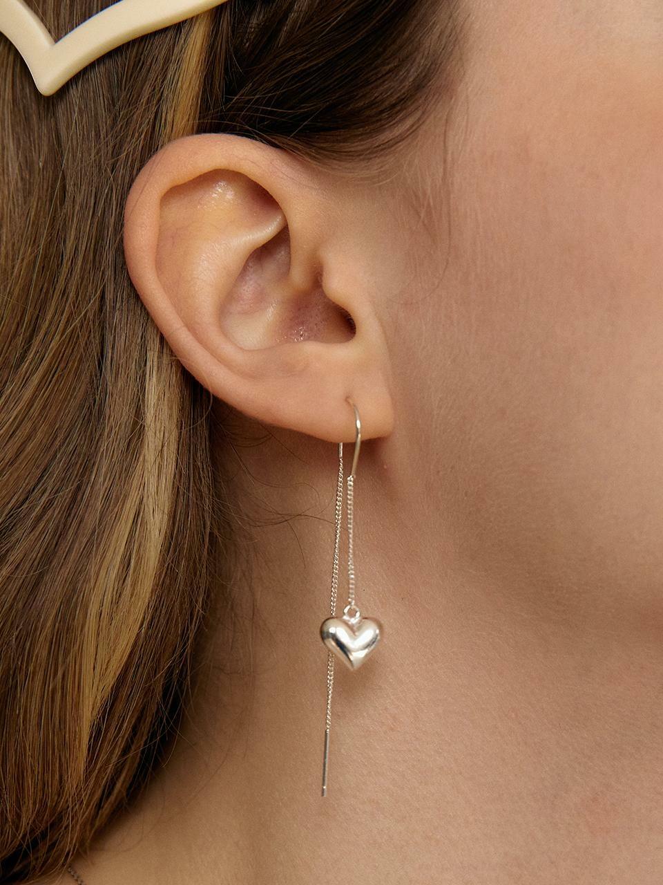 [silver925]Plump heart drop earring - HAGO(하고)