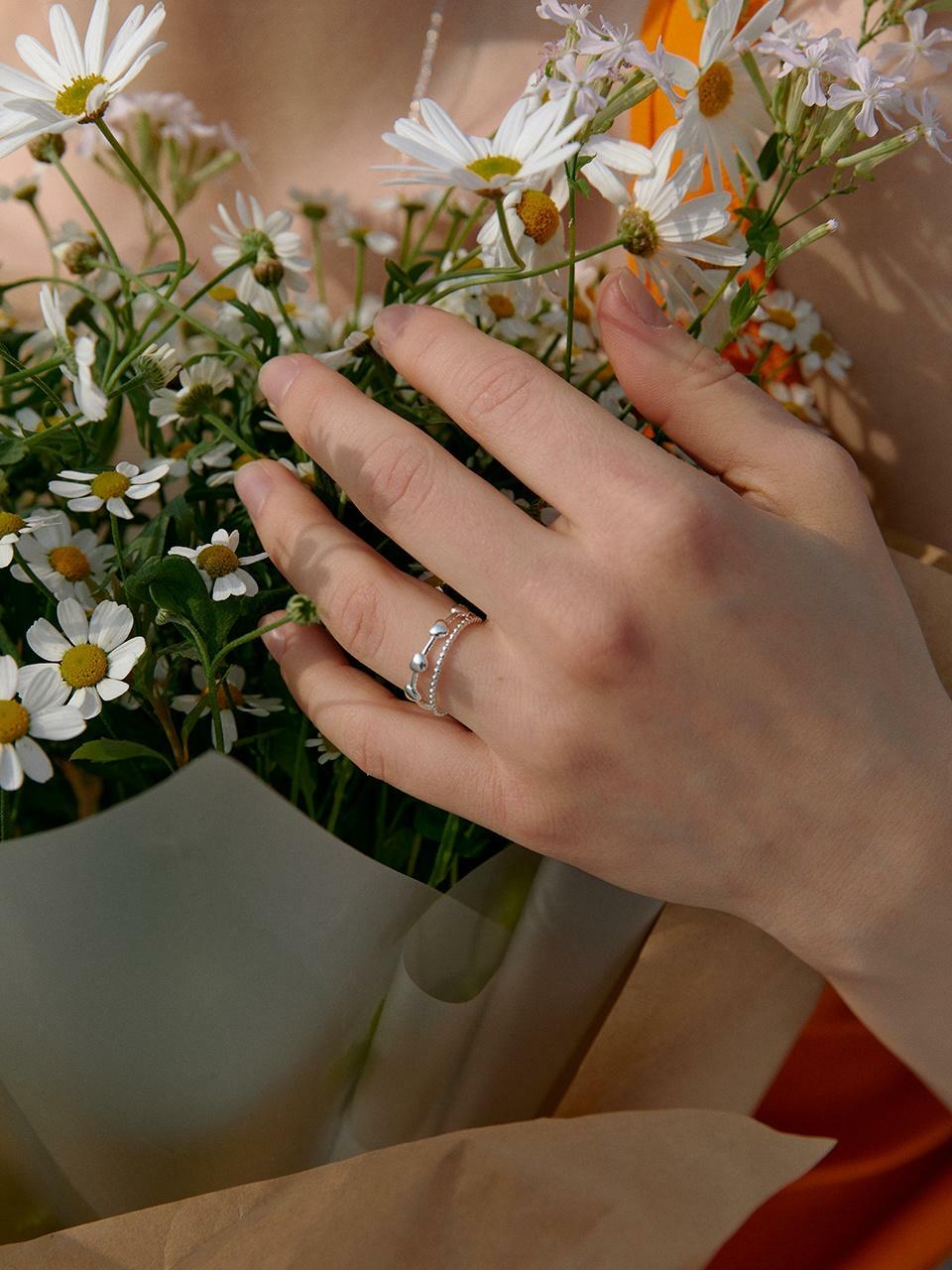 2SET [silver925]heart layered ring - HAGO(하고)
