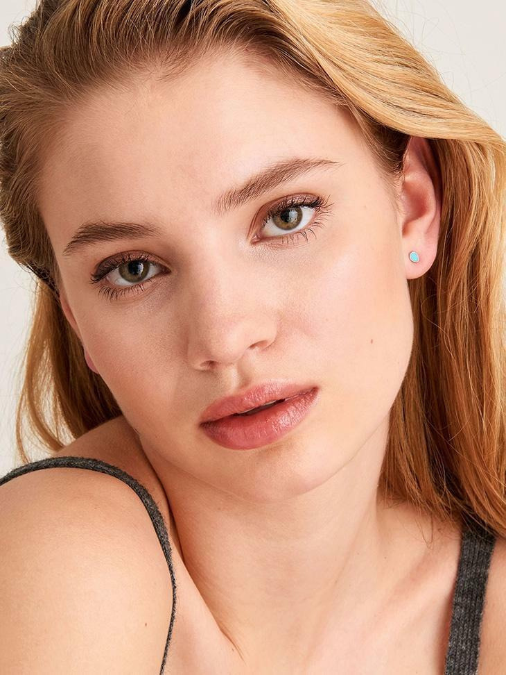 [12월 탄생석]타이들 터키석 레인드롭 스터드 925 실버 귀걸이 E027-04H - HAGO(하고)