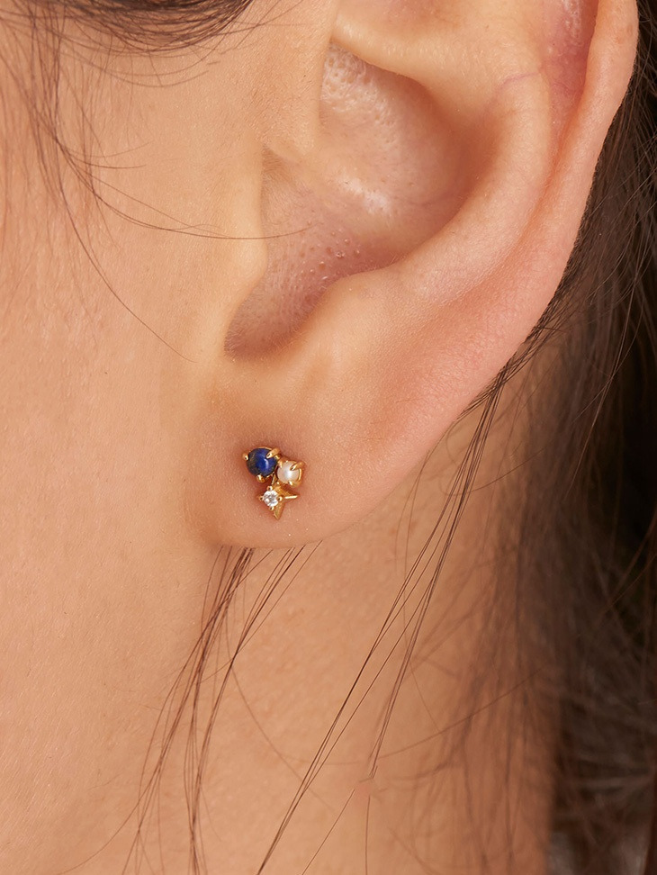 블루 라피스라줄리 925 실버 귀걸이 E039-01G-L - HAGO(하고)