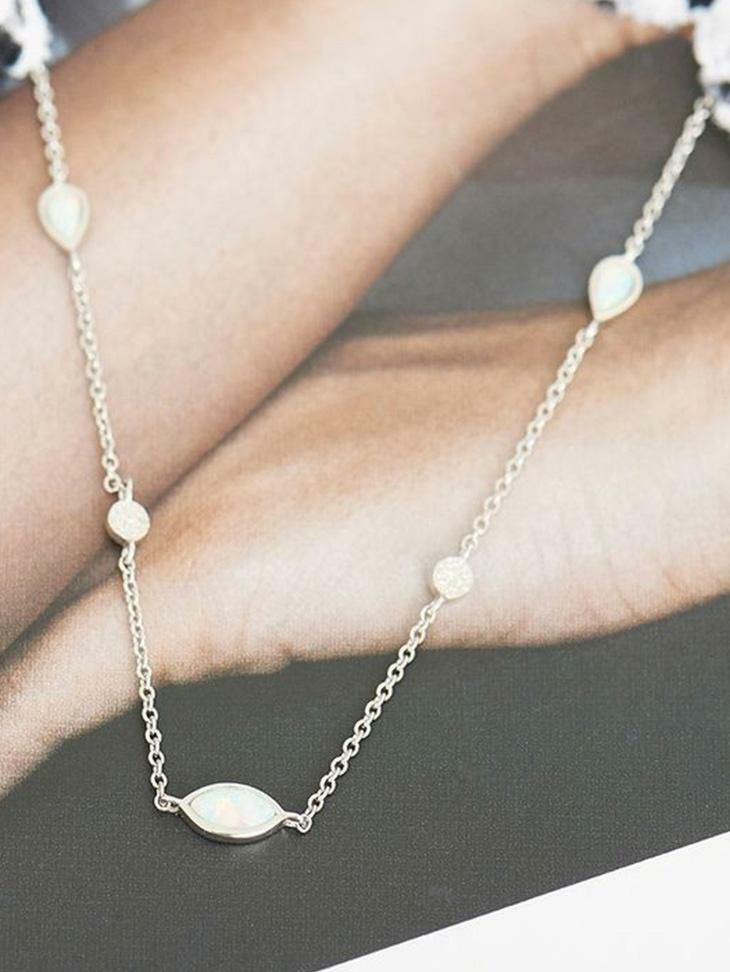 [10월 탄생석]오팔 컬러 925 실버 목걸이 N014-04H - 하고(HAGO)