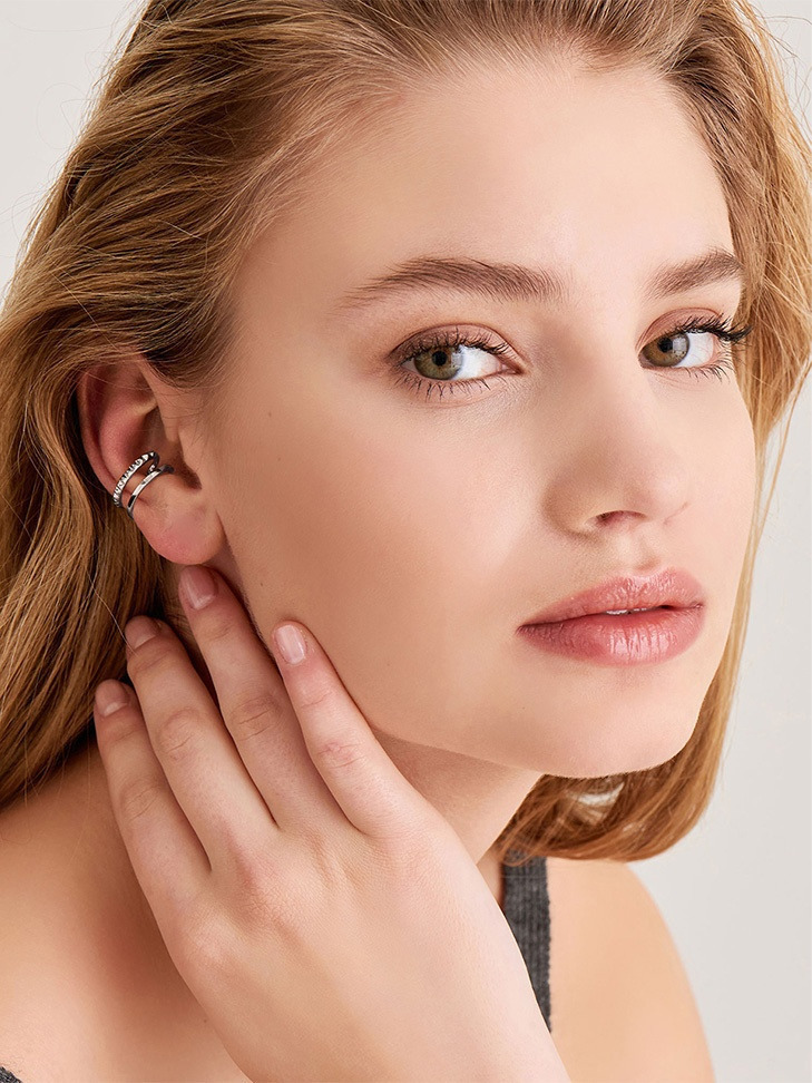 스파이크 이레귤러 라인 925 실버 이어커프 E025-09H - HAGO(하고)