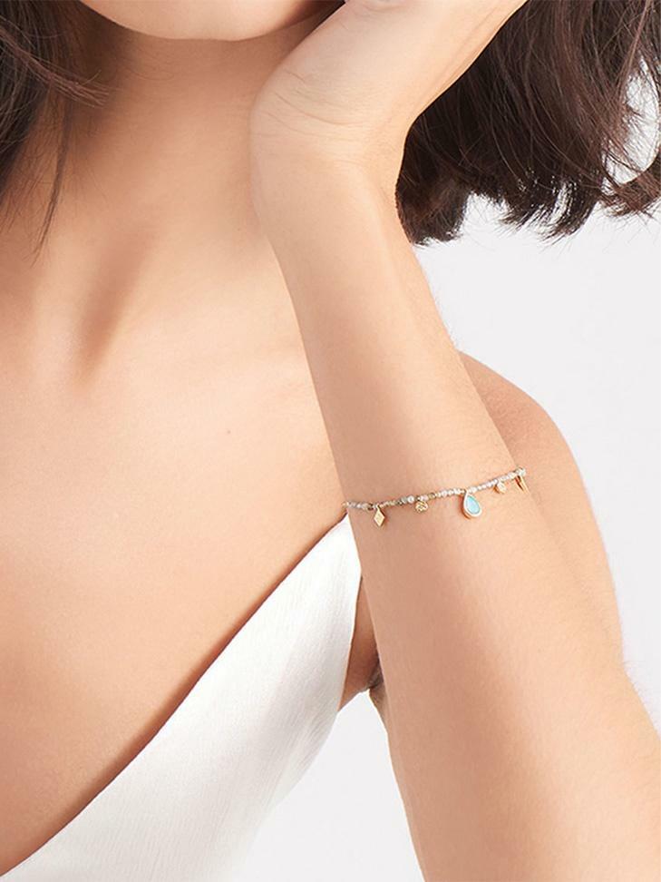 터키석 래브라도라이트 925 실버 팔찌 B014-03G - HAGO(하고)