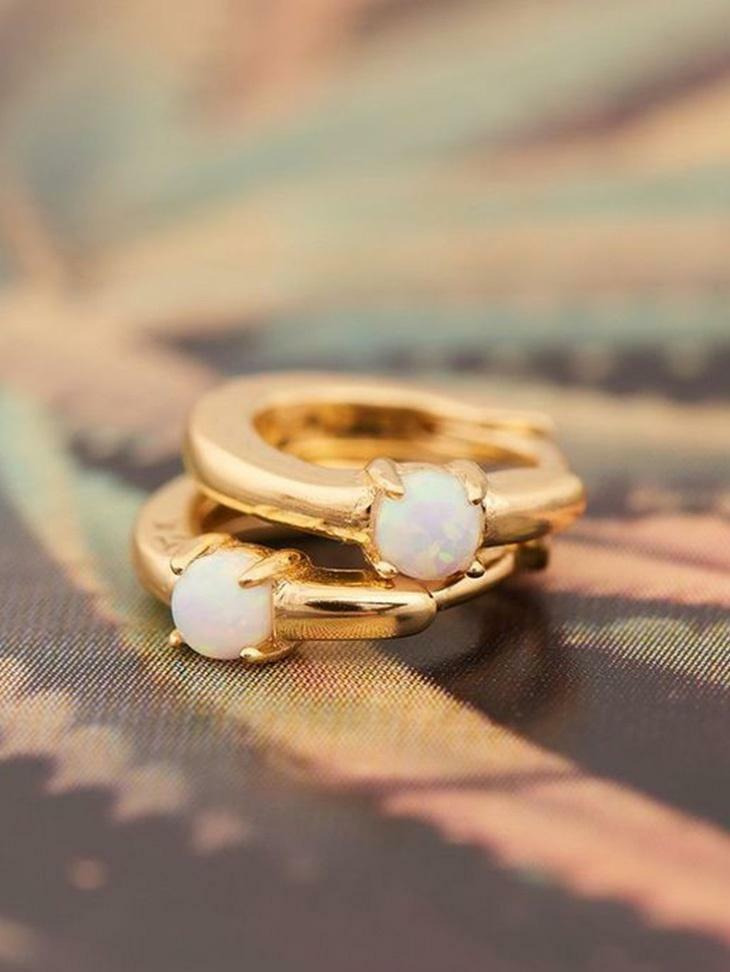 [이주빈 착용][아니아하이에]담수진주귀걸이 캐보션 925 실버 후프 귀걸이 E043-03G - HAGO(하고)