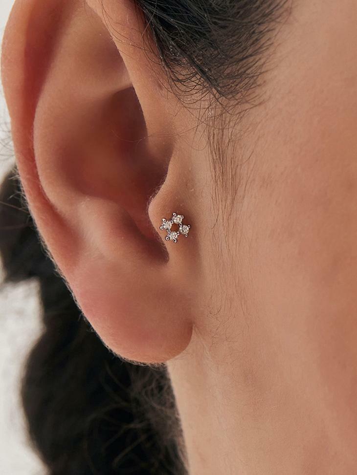 스파클 바벨 925 실버 한쪽 피어싱 E047-13H - HAGO(하고)