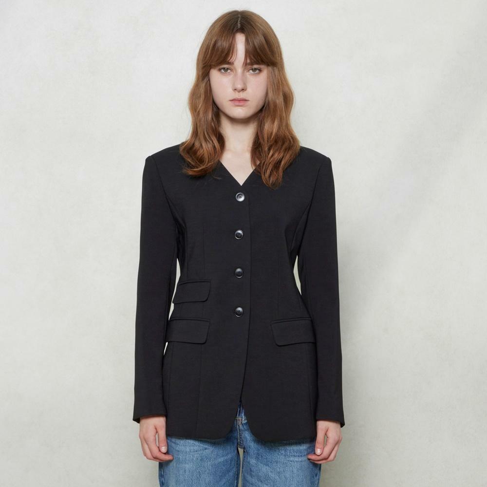 V Neck Slimfit Button Jacket - HAGO(하고)