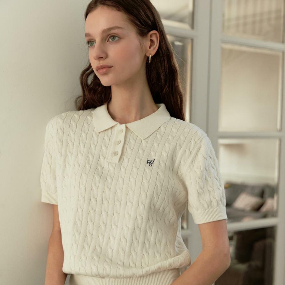 dpwd cable polo knit - ivory - HAGO(하고)