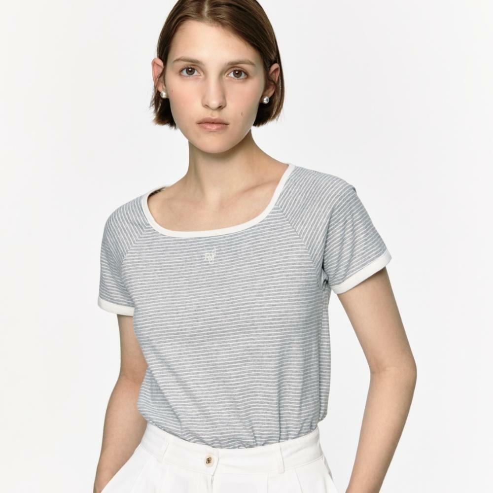 dpwd half sleeve stripe t-shirts - gray - 하고(HAGO)